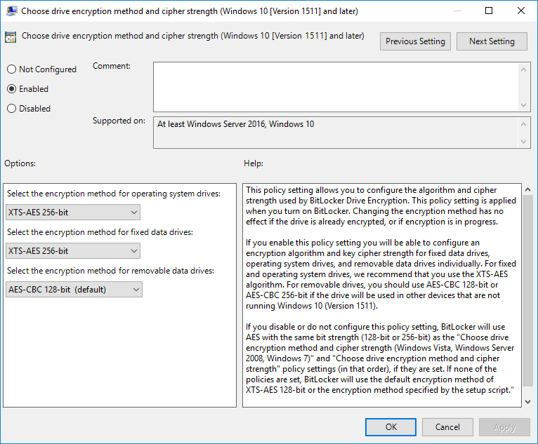 Enable Bitlocker Aes Xtx 256 Encryption Algorithm Meziantous Blog