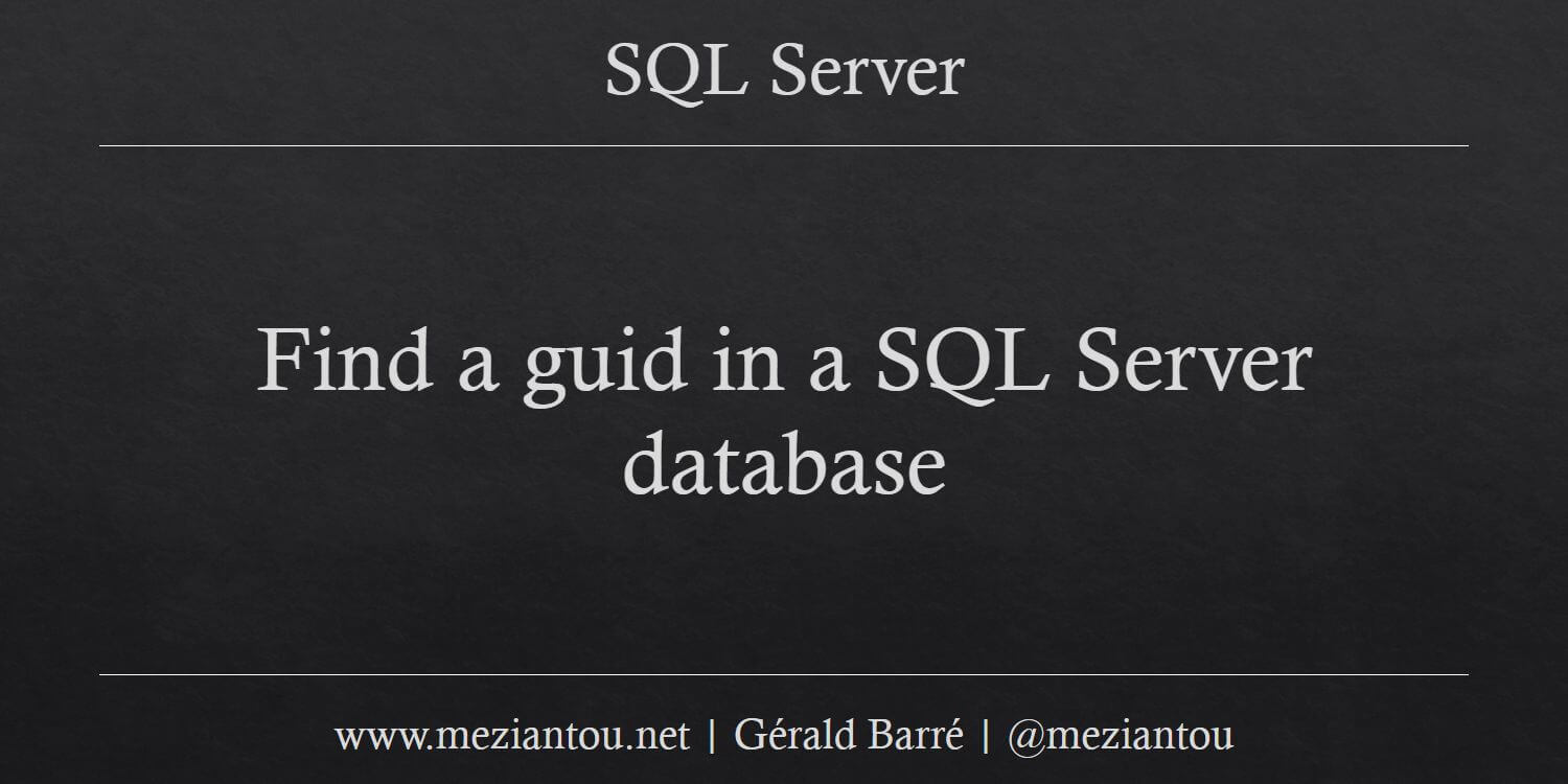 Find A Guid In A Sql Server Database Meziantous Blog 3199