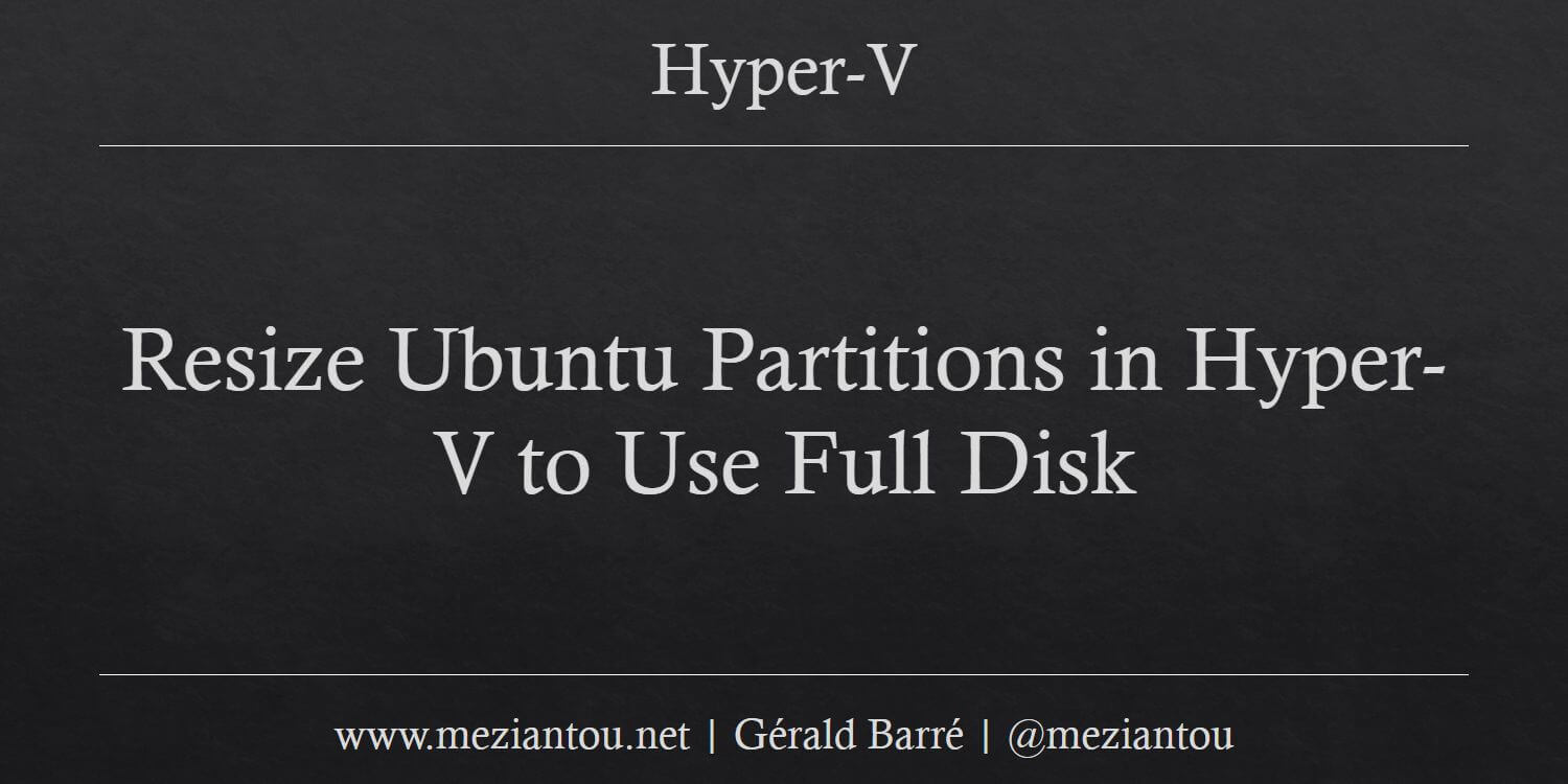 Resize Ubuntu Partitions in Hyper-V to Use Full Disk - Meziantou's blog Resize Ubuntu Partitions in Hyper-V to Use Full Disk - Meziantou's blog