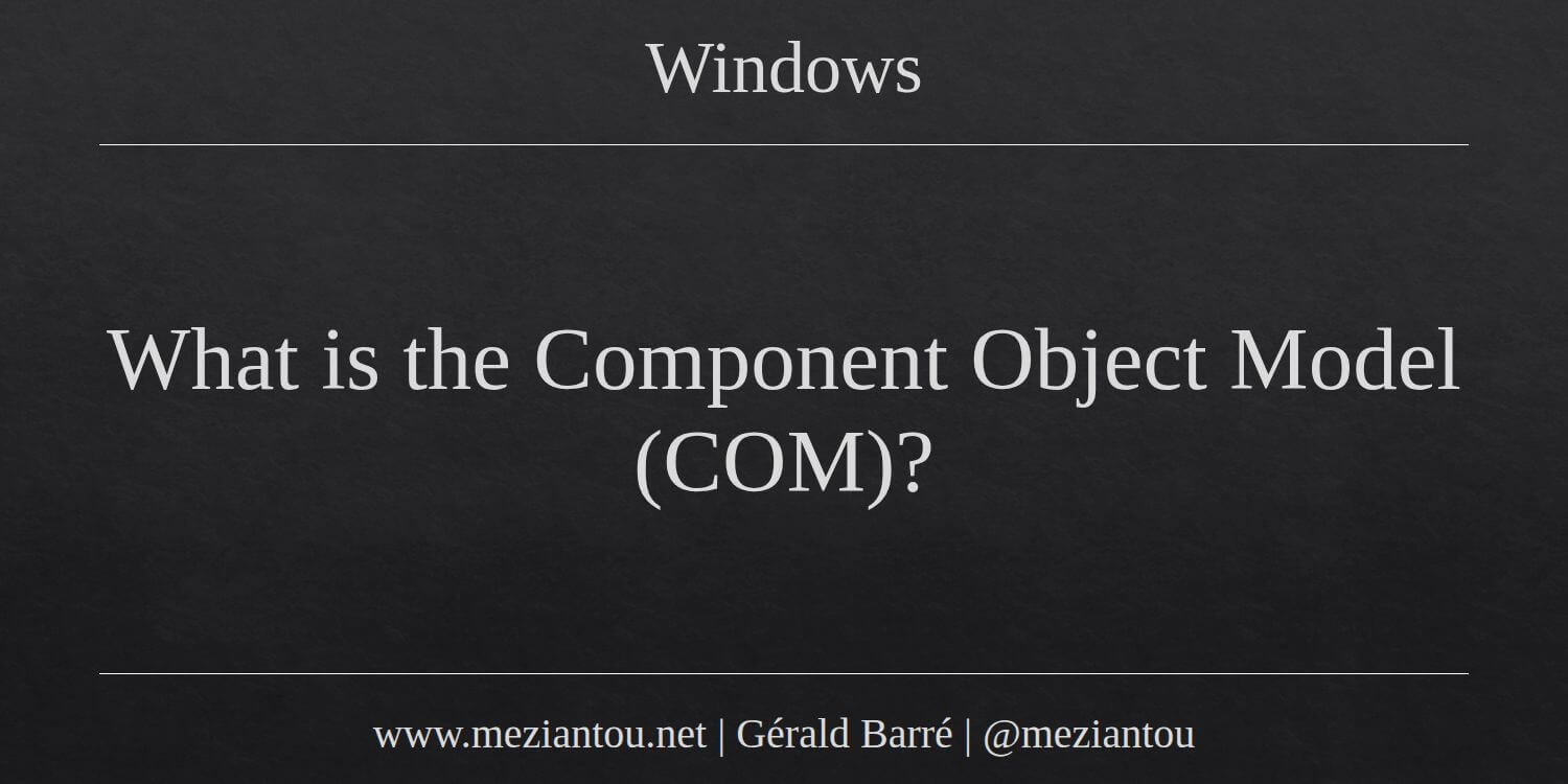 What is the Component Object Model (COM)? - Meziantou's blog