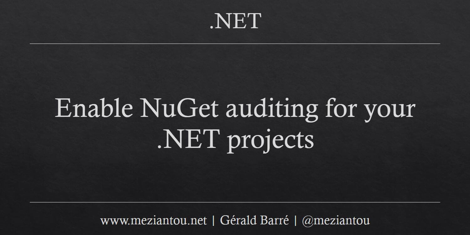 Enable Nuget Auditing For Your Projects Meziantou S Blog