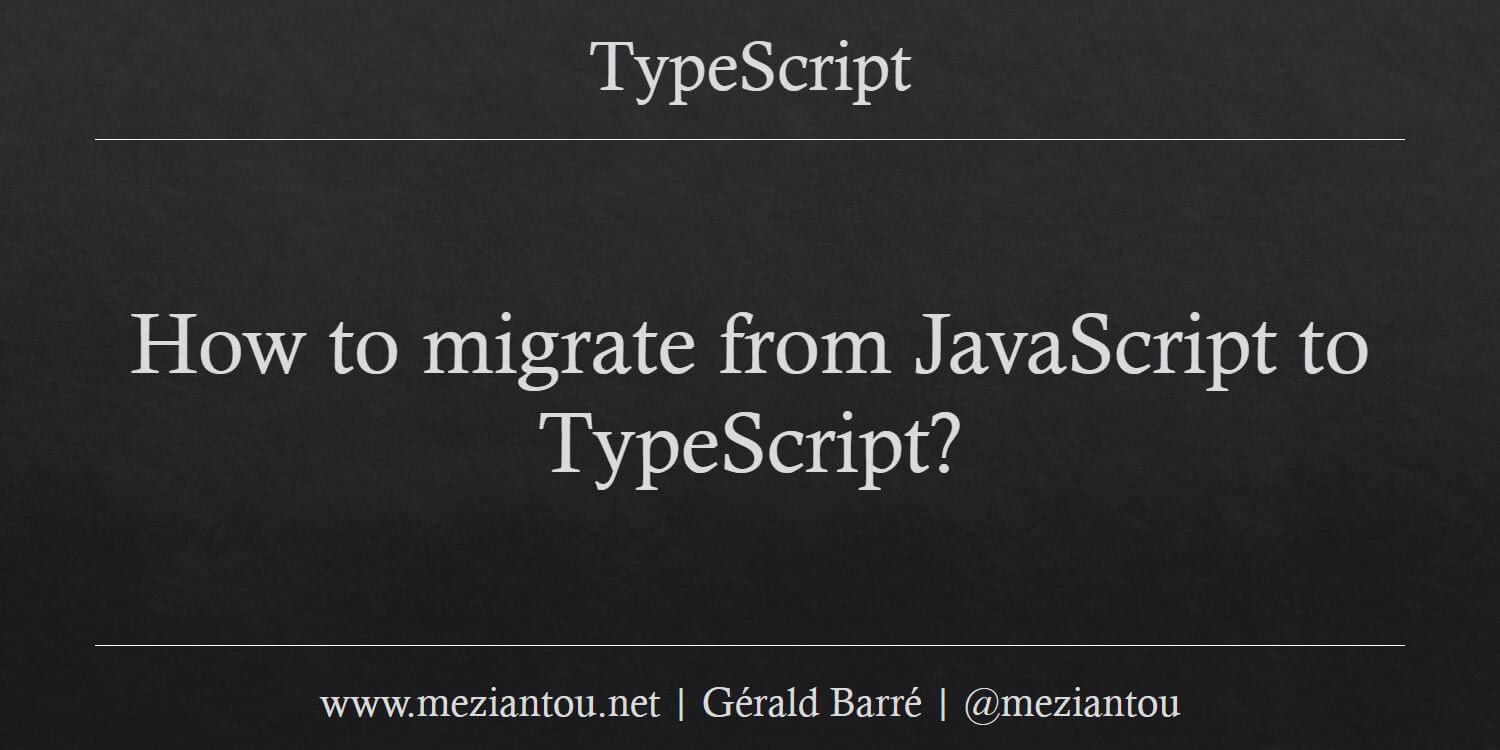 How To Migrate From Javascript To Typescript Meziantous Blog 9347