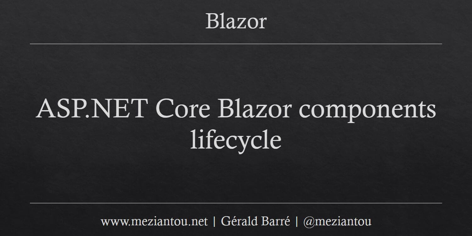 ASP.NET Core Blazor components lifecycle - Meziantou's blog ASP.NET Core Blazor components lifecycle - Meziantou's blog