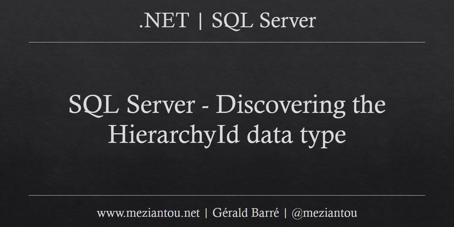 Sql Server Discovering The Hierarchyid Data Type Meziantous Blog