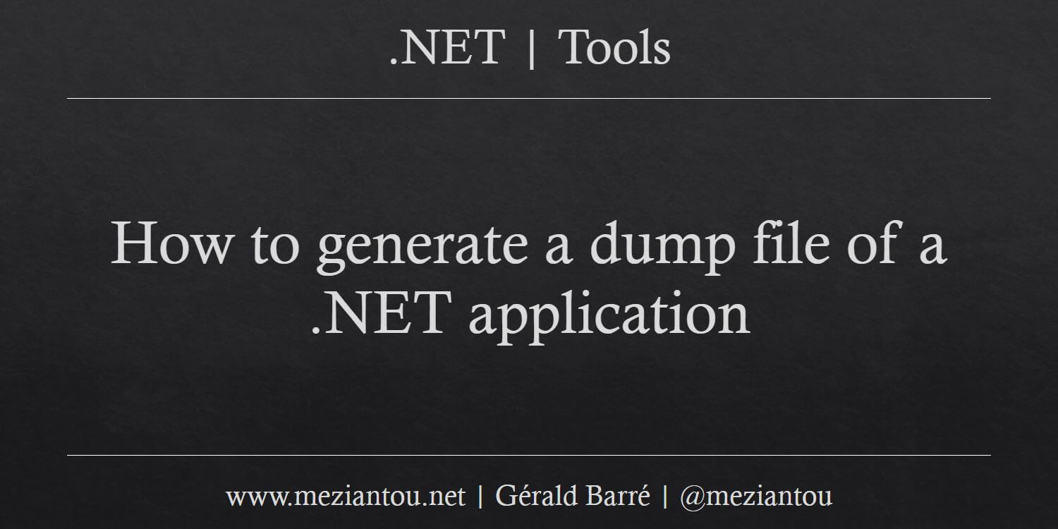 How To Generate A Dump File Of A Net Application Meziantous Blog 2304