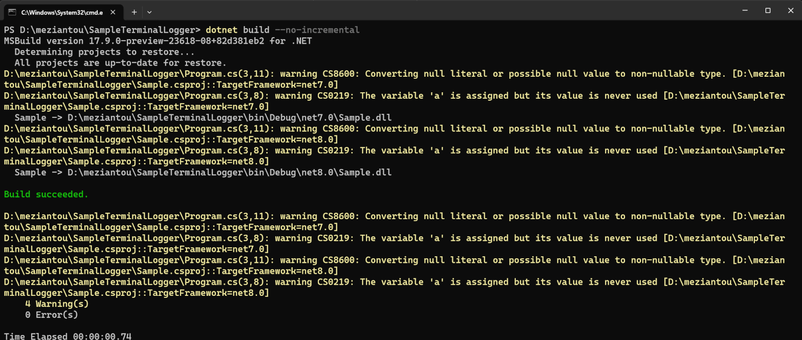 Enable the new TerminalLogger in .NET 8 SDK automatically - Meziantou's ... Enable the new TerminalLogger in .NET 8 SDK automatically - Meziantou's ...
