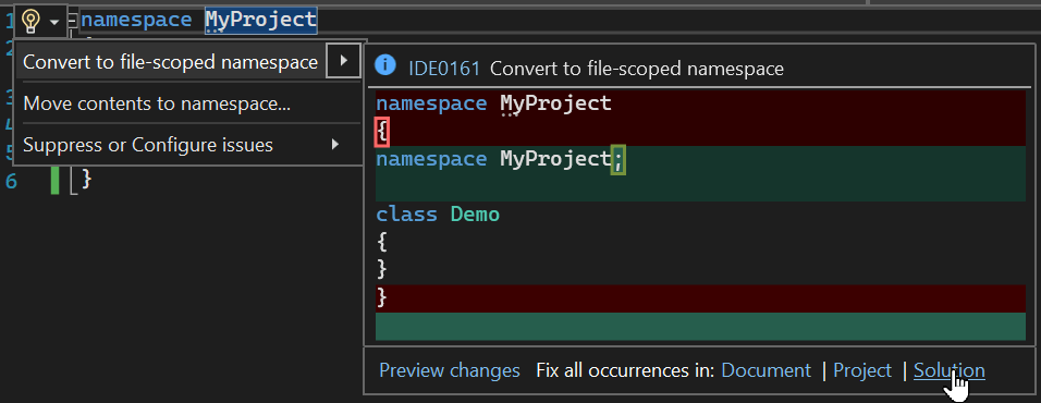 Updating Your Project To Use File Scoped Namespaces Meziantous Blog