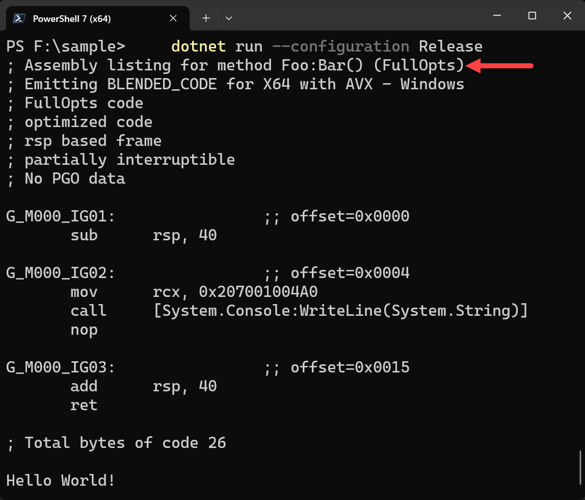 How To Get Assembly Code Generated By The Jit For A C Method