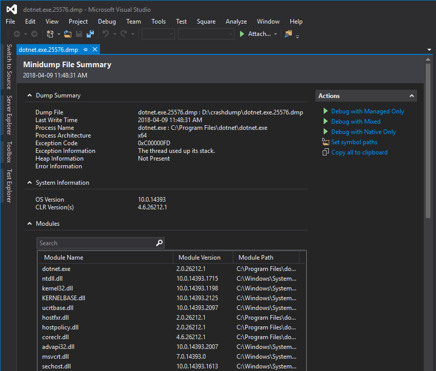 Tip Automatically Create A Crash Dump File On Error Meziantous Blog 9976